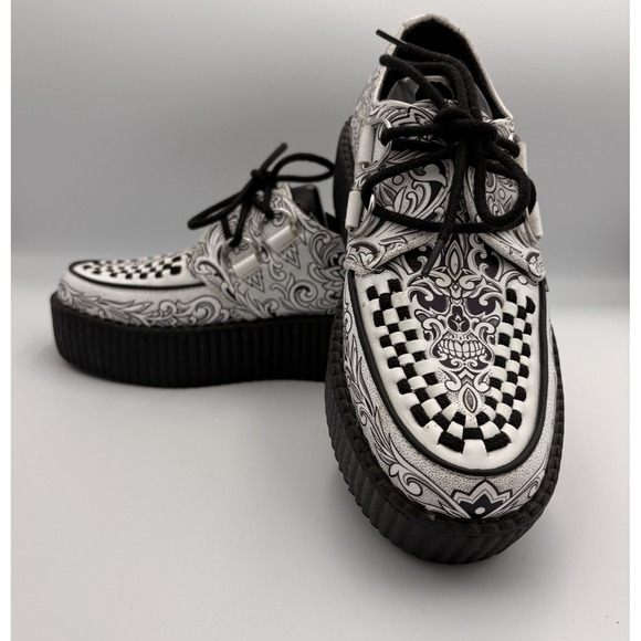 T.U.K | Shoes | Tuk X Droopy Tattoo Creepers Colab Black White Skull ...